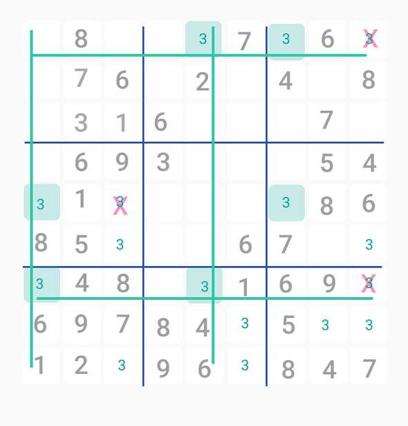 Sudoku Swordfish Technique Example
